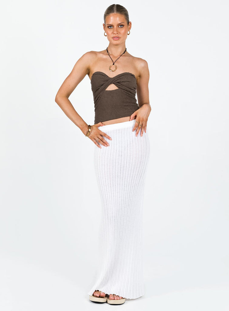Jaynee Strapless Top Brown | Princess Polly