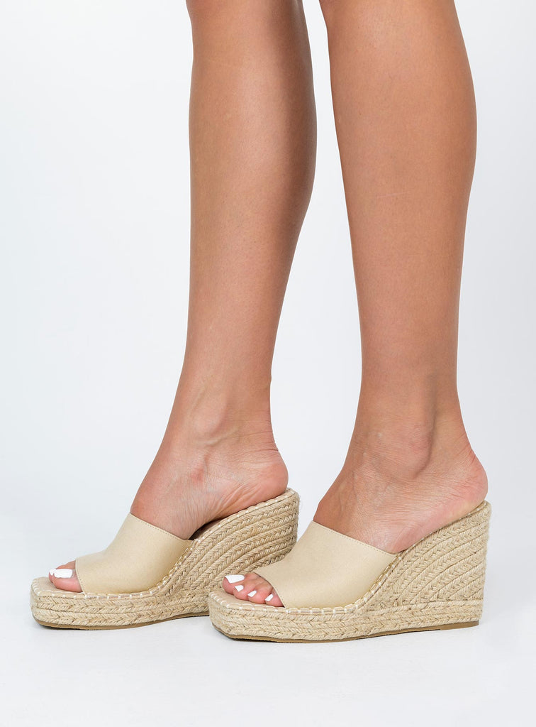 Bronte Wedged Heels Natural Canvas | Princess Polly