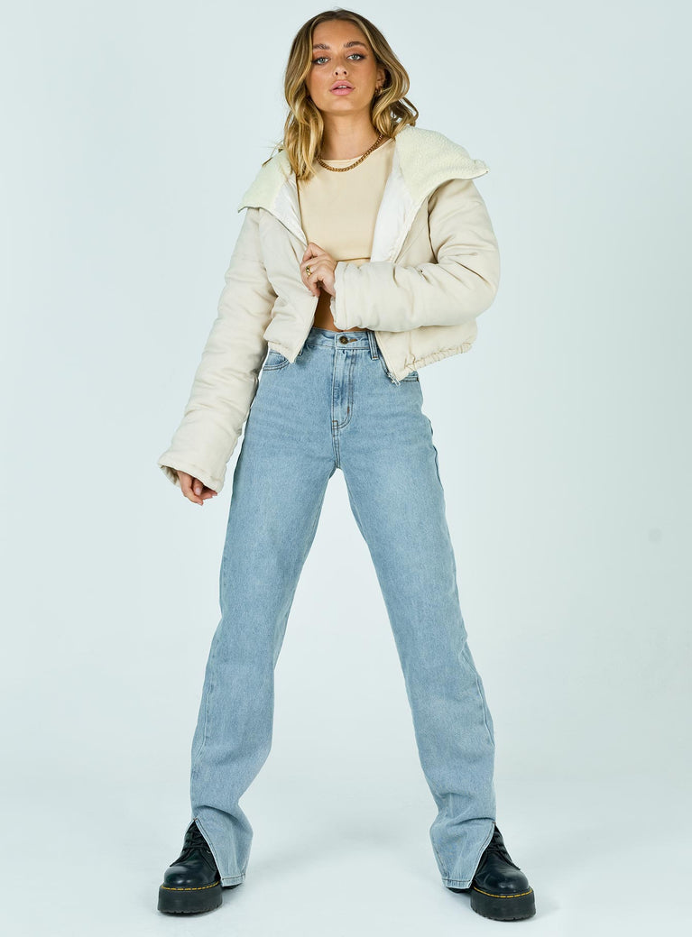 Michael Puffer Jacket Beige | Princess Polly USA