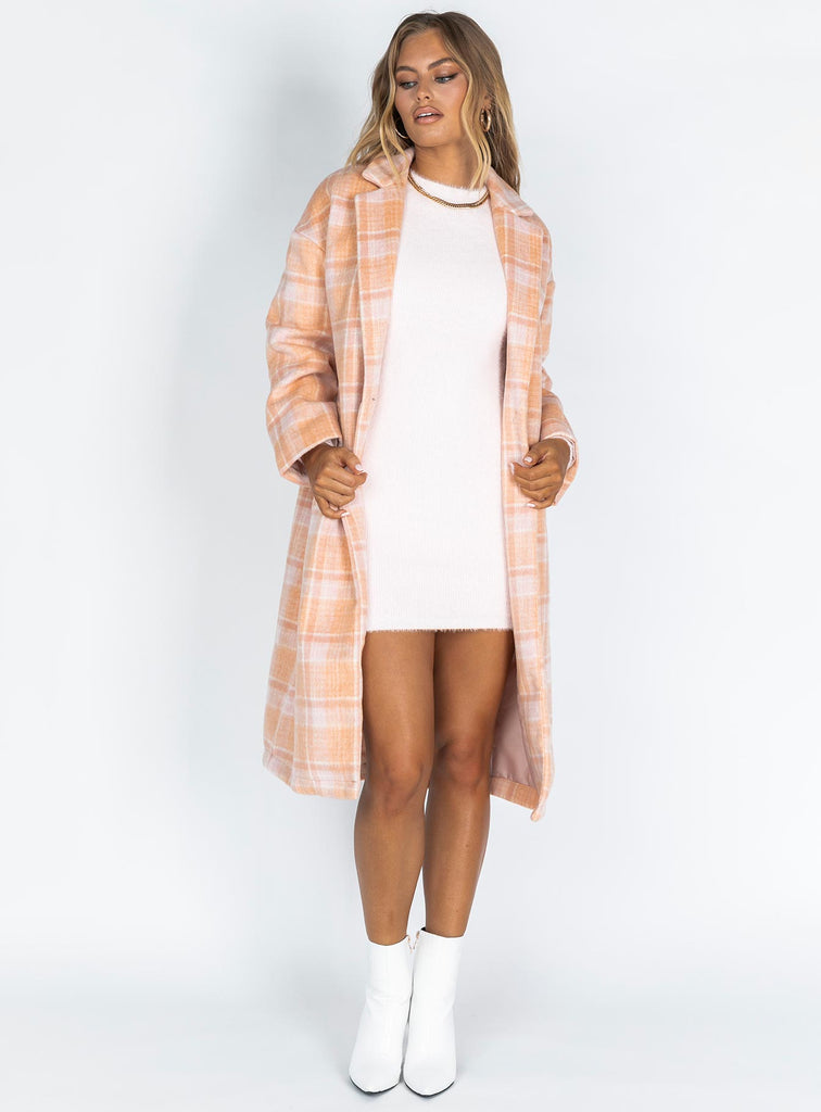 Penelope Coat Pink Check | Princess Polly
