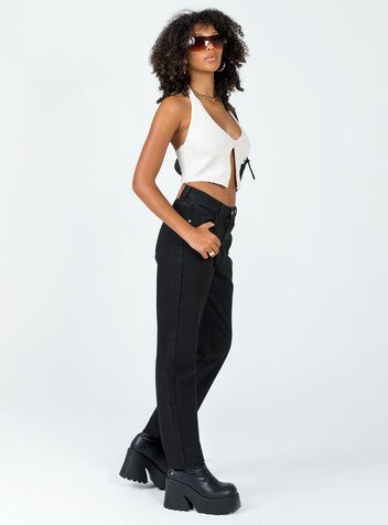 Harrow Straight Leg Denim Jeans Black | Princess Polly USA