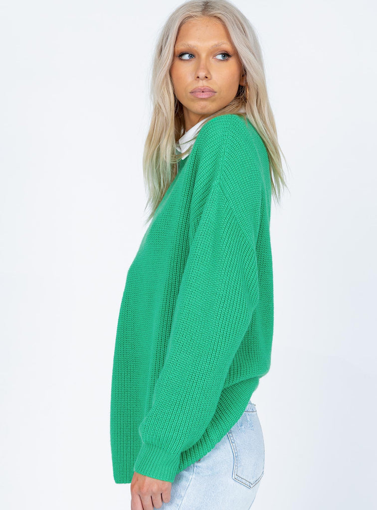 Elleanor Sweater Green | Princess Polly