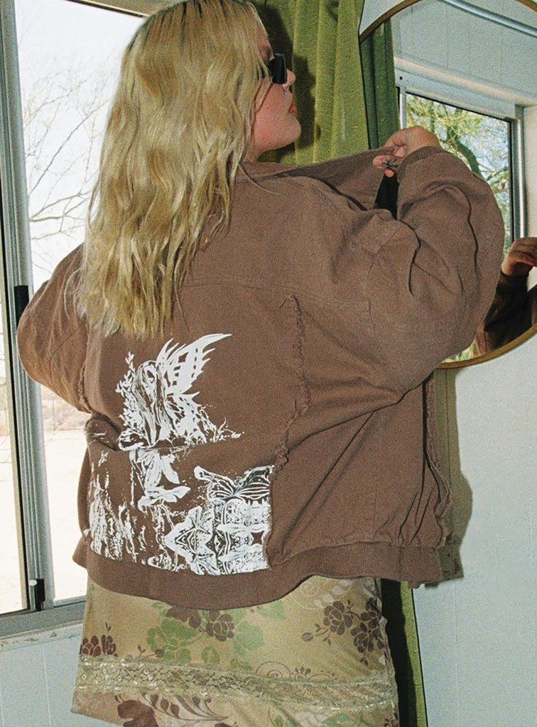 AAA Bomber Jacket Brown Curve | Princess Polly