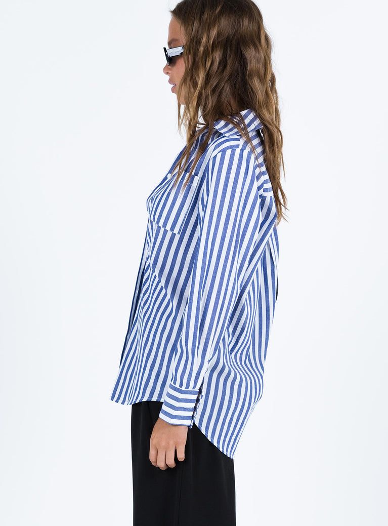 Shaylan Stripe Shirt Blue | Princess Polly USA