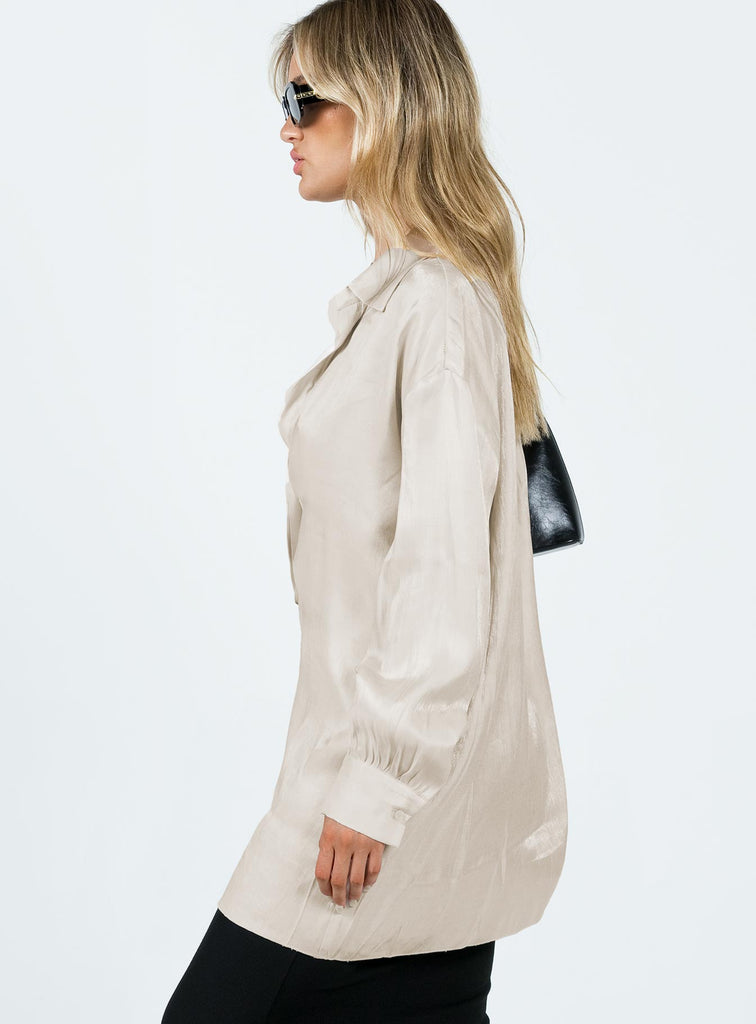 Beecham Shirt Dress Champagne | Princess Polly