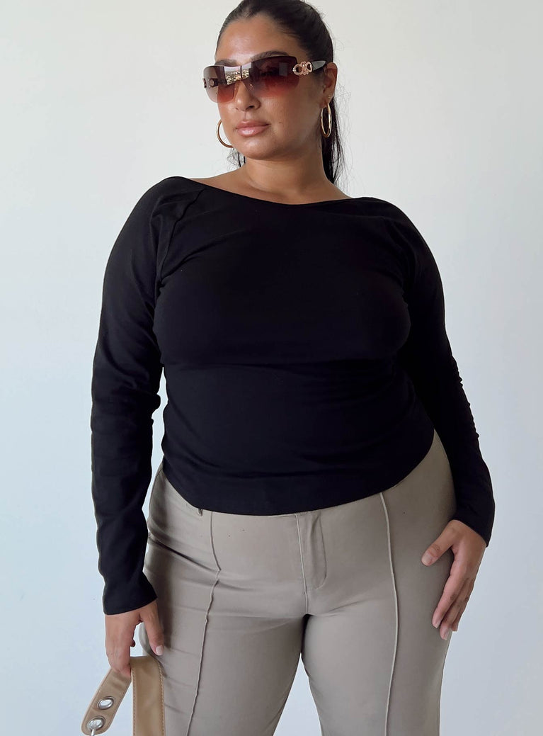 Rixie Long Sleeve Top Black Curve | Princess Polly USA
