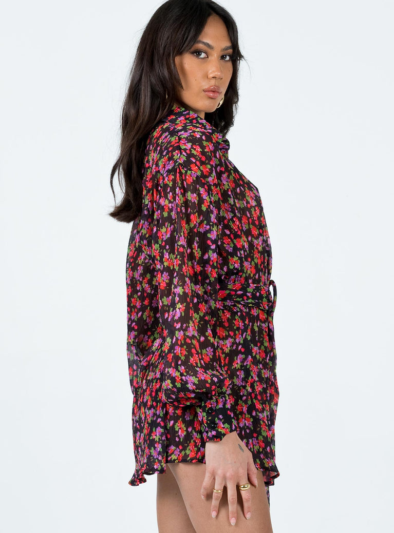 Edena Mini Dress Black Floral | Princess Polly USA