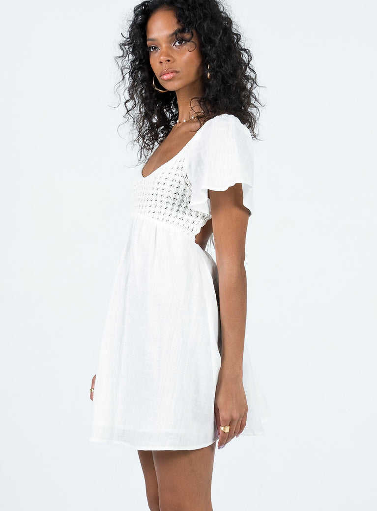 Derena Crochet Bust Mini Dress White | Princess Polly USA