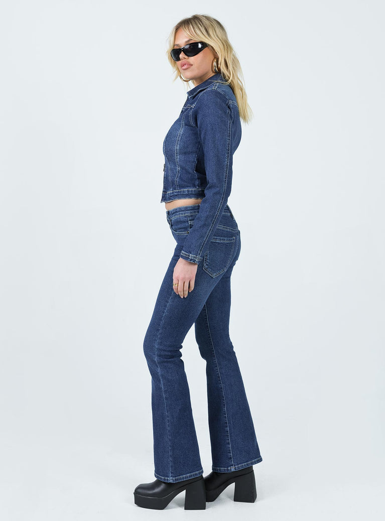 Samner Low Rise Bootcut Jeans Dark Blue | Princess Polly USA