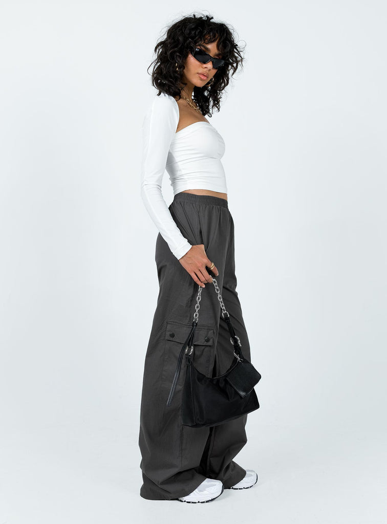 Lista Elastic Pocket Pants Slate | Princess Polly