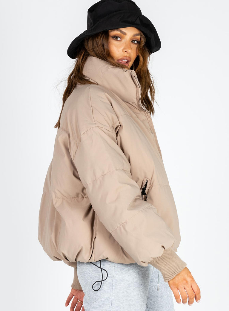 Abe Puffer Jacket Beige | Princess Polly USA