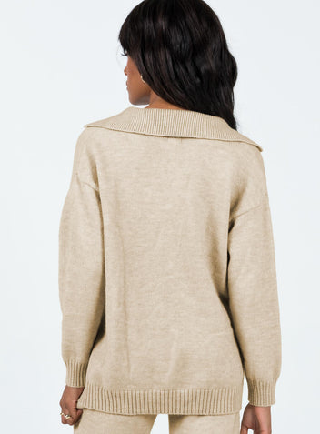 Waite Knit Sweater Beige | Princess Polly USA