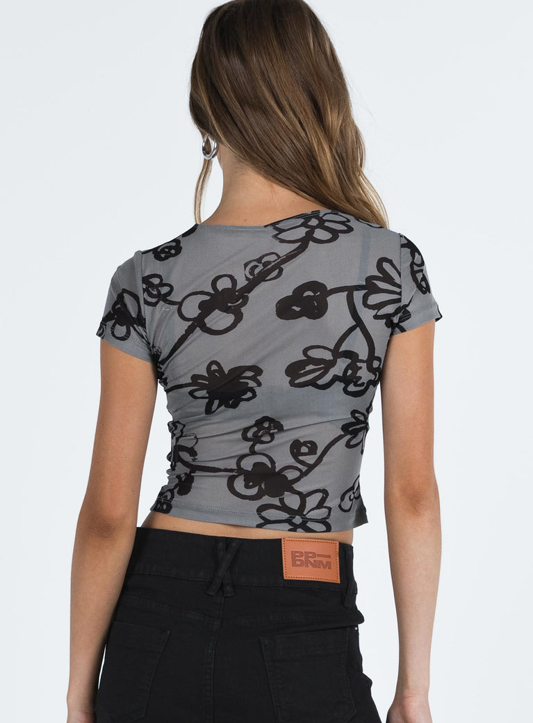 Tamara Top Mesh Grey Floral | Princess Polly USA