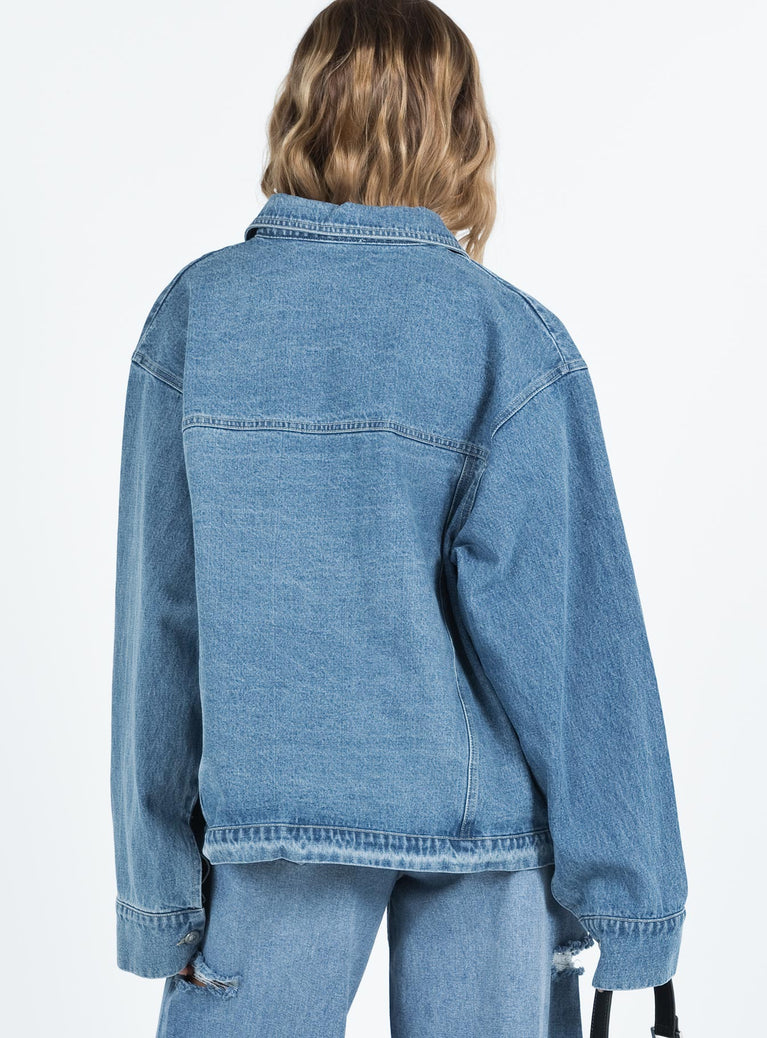 Ward Mid Wash Denim Jacket | Princess Polly USA