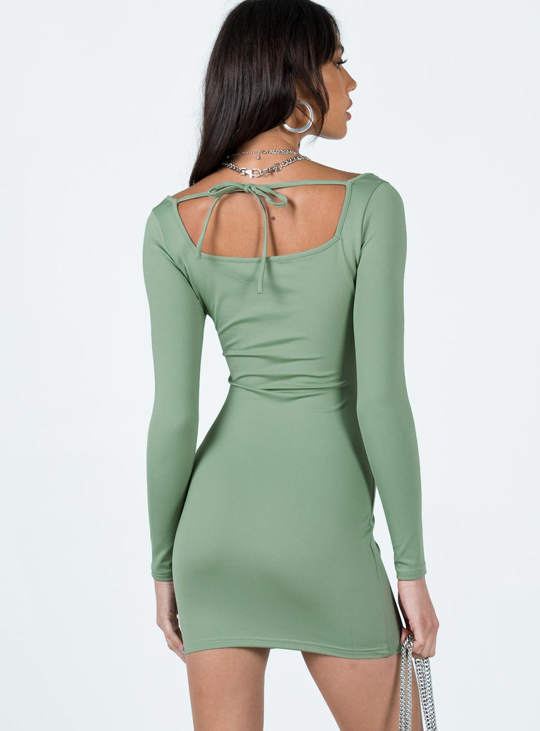 Talisa Long Sleeve Mini Dress Green | Princess Polly USA