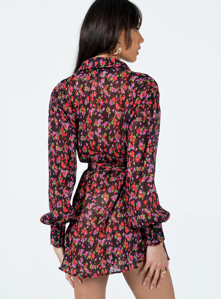 Edena Mini Dress Black Floral | Princess Polly USA