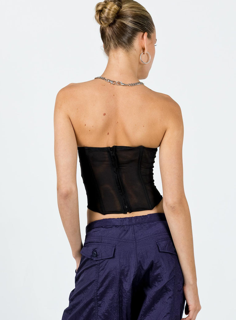 Morso Mesh Corset Top Black | Princess Polly USA