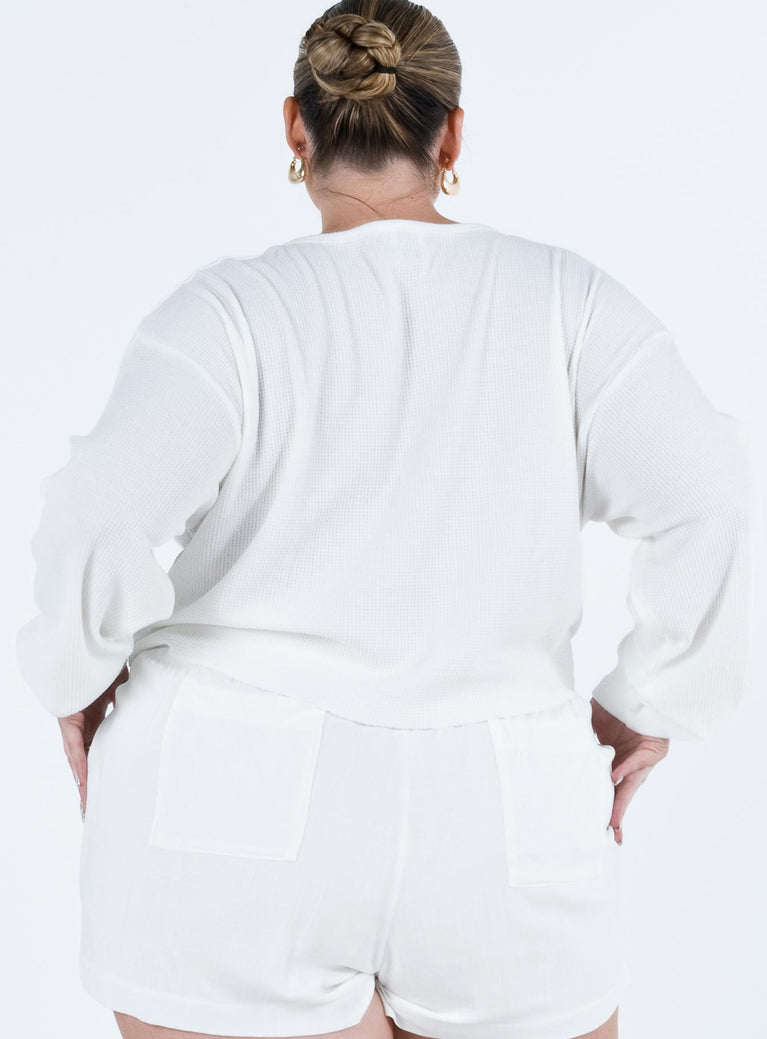 Mia Cropped Henley White Curve | Princess Polly USA