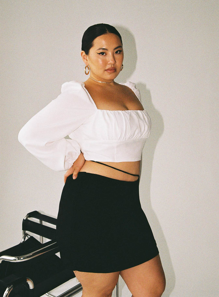 Ariah Long Sleeve Top White Curve Eco | Princess Polly