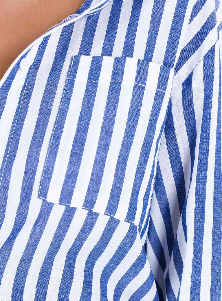 Shaylan Stripe Shirt Blue | Princess Polly USA