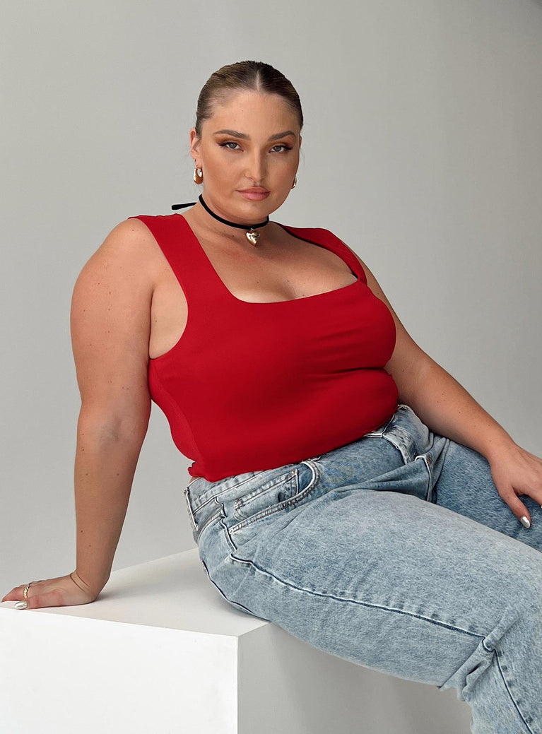 Back In Time Top Red Curve | Princess Polly USA