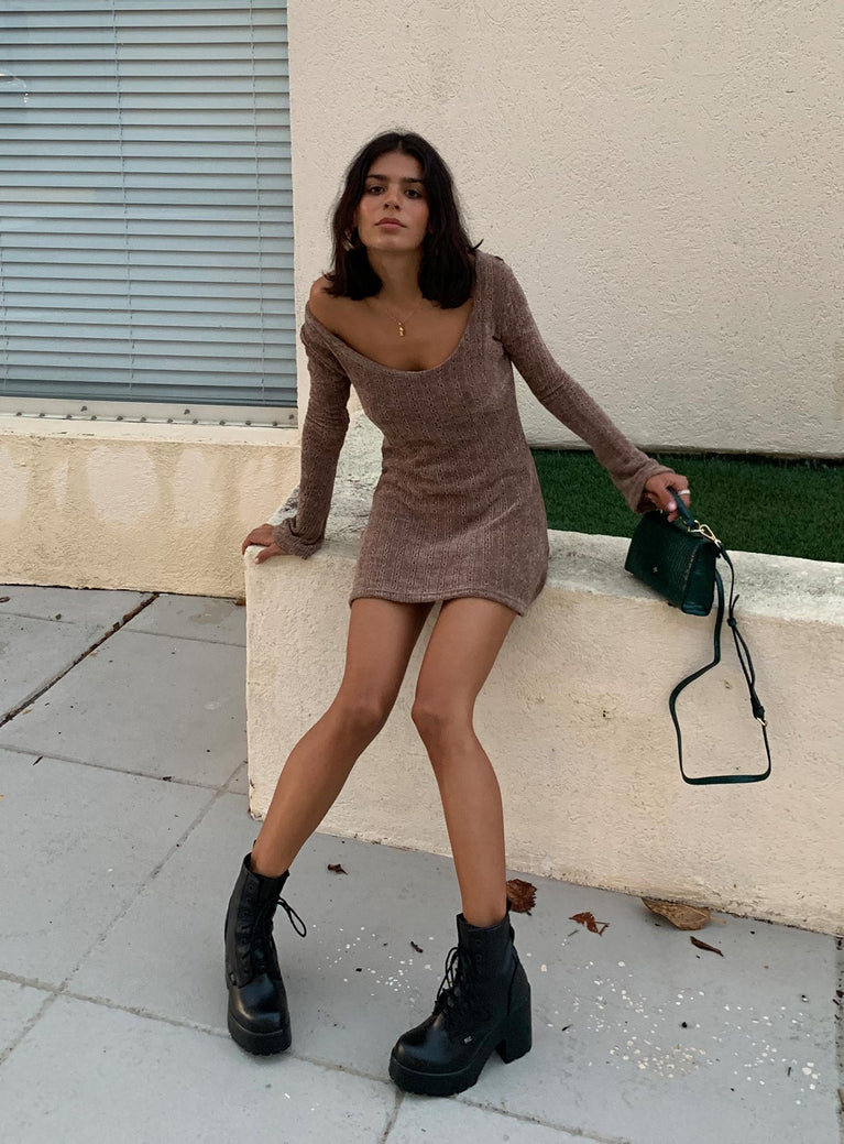 Boho Babe Mini Dress Mocha | Princess Polly USA