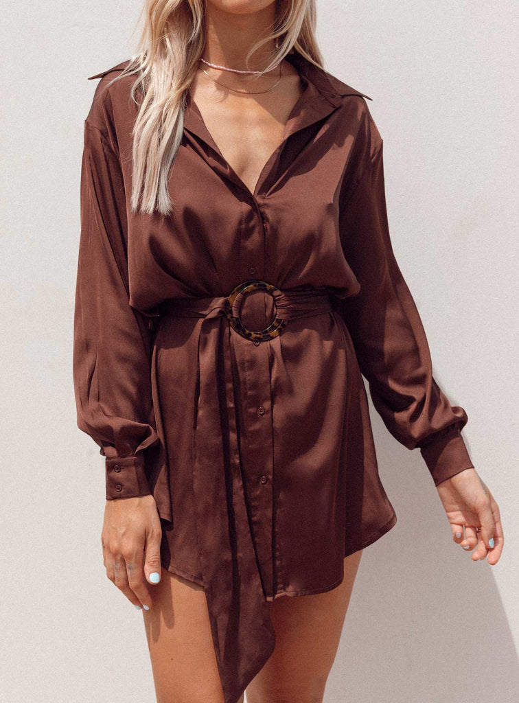 Leighton Mini Dress Brown | Princess Polly