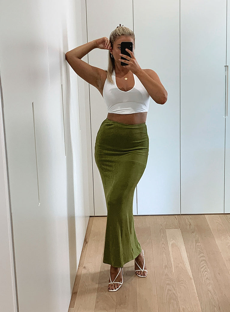 Harriette Maxi Skirt Green Lower Impact | Princess Polly USA